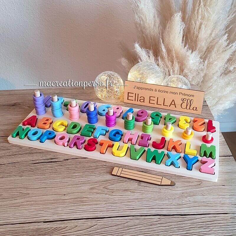 Puzzle alphabet en bois apprentissage Montessori lettres pour enfant